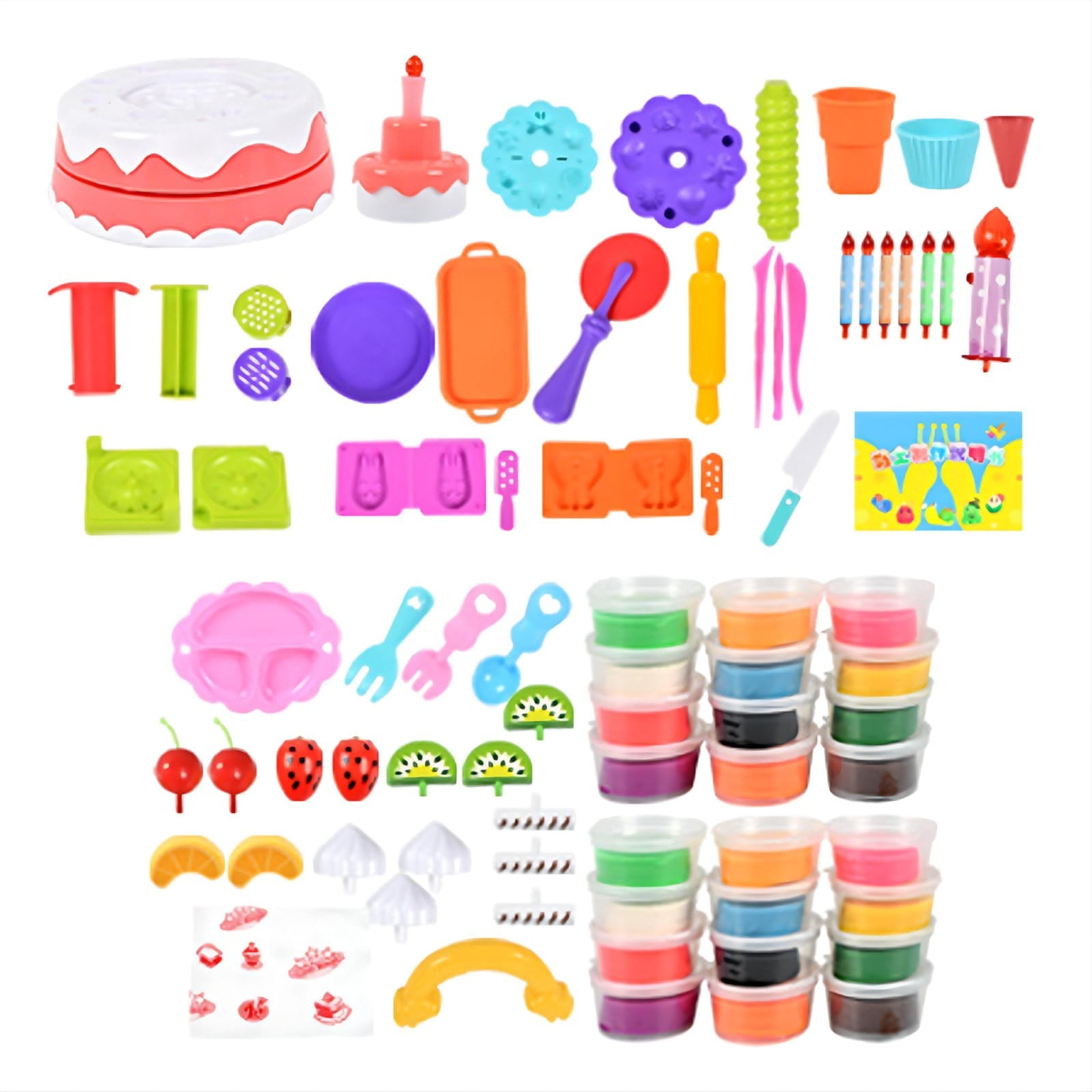 Color Dough Set Birthday Cake Color Dough Kitchen Hamburger Maker Tools ...