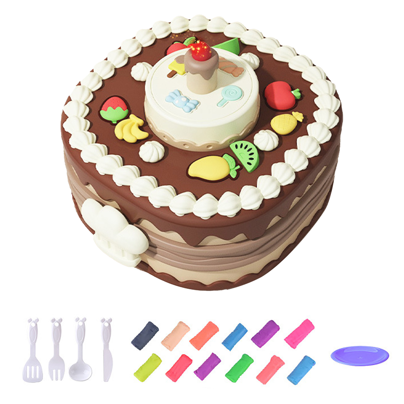 Color Dough Toys Birthday Cake Playset with Molds Dough Kitchen ...