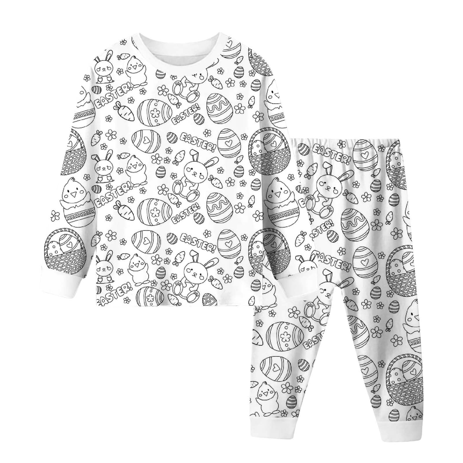 Color Your Own Easter Pajamas Toddler Boys And Girls 2PCS Bunny And Egg ...