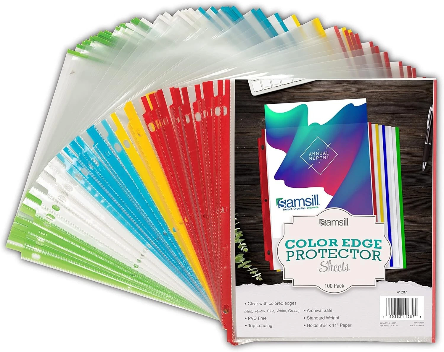 Color Edge Sheet Protectors 8.5 X 11 Inch, Page Protectors For 3 Ring ...