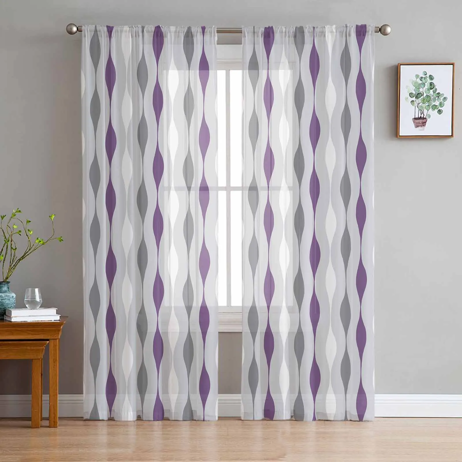Color Ellipse Irregular Shape Tulle Curtains for Living Room Bedroom ...