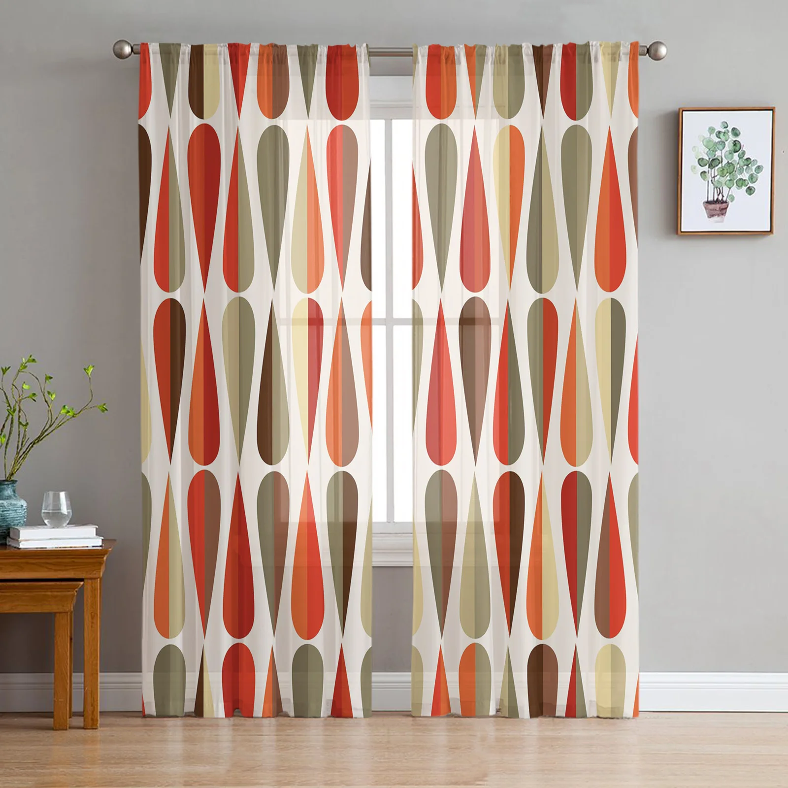 Color Ellipse Irregular Shape Tulle Curtains for Living Room Bedroom ...