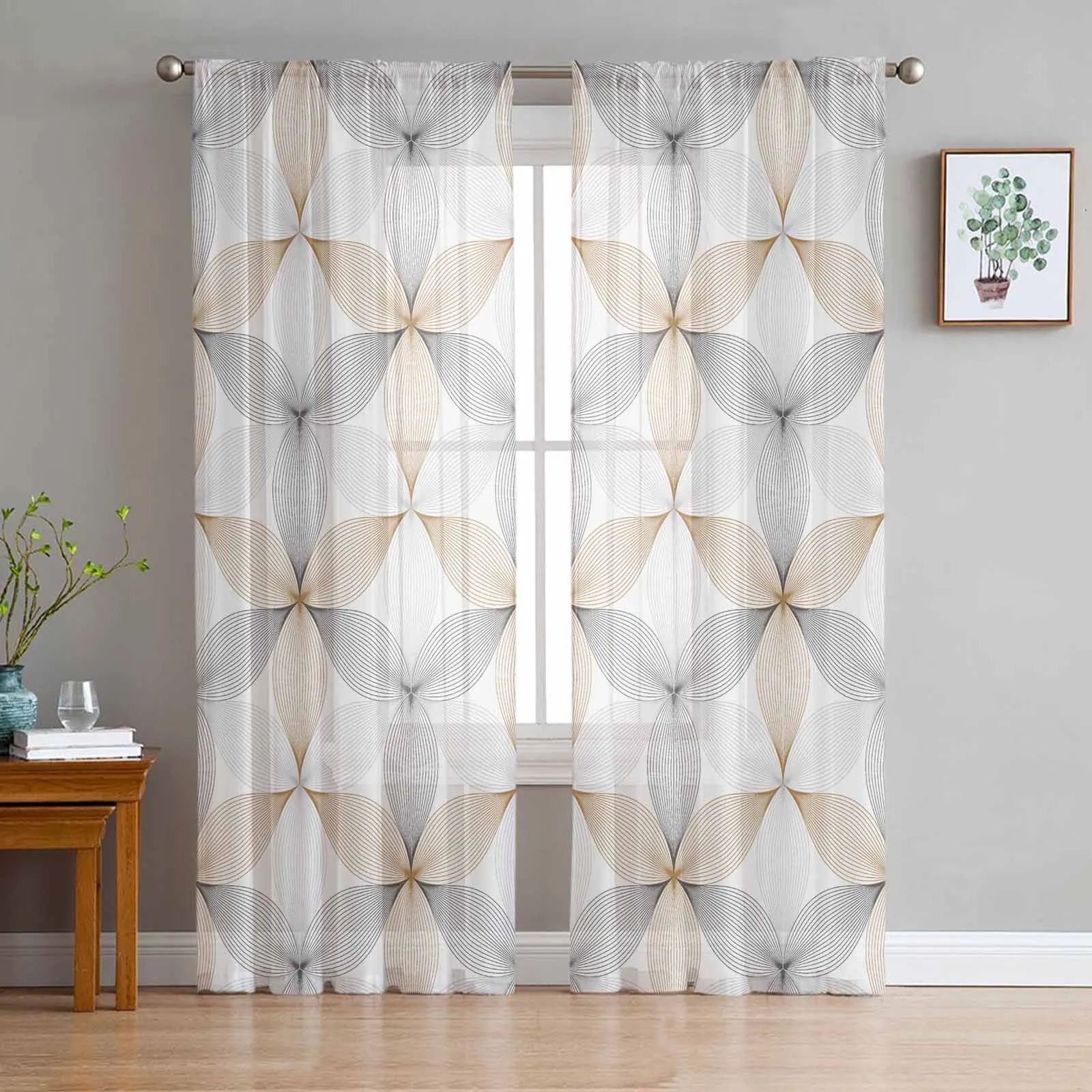 Color Ellipse Irregular Shape Tulle Curtains for Living Room Bedroom ...