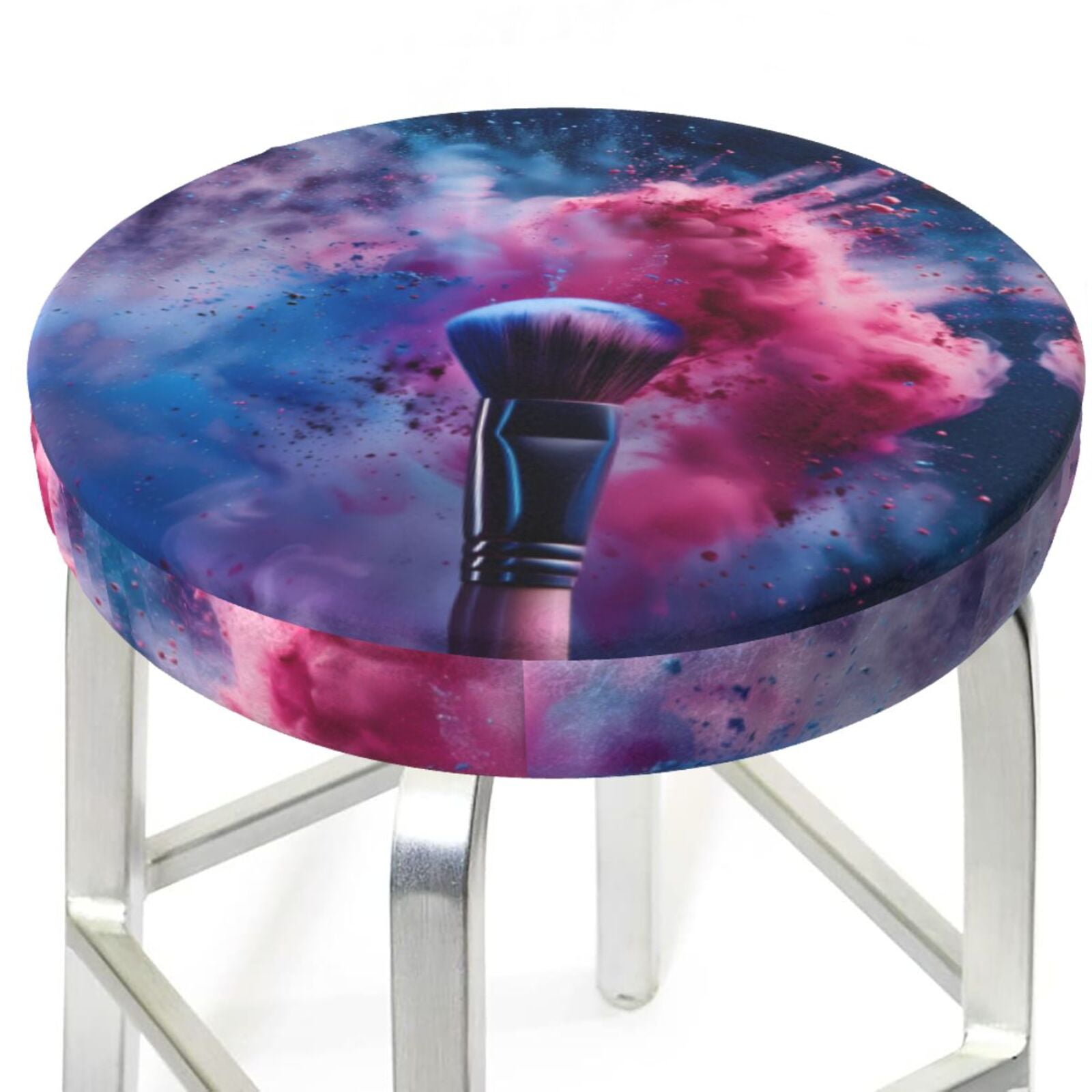Color Explosion Makeup Brush Round Bar Stool Covers, Soft Velvet Bar ...