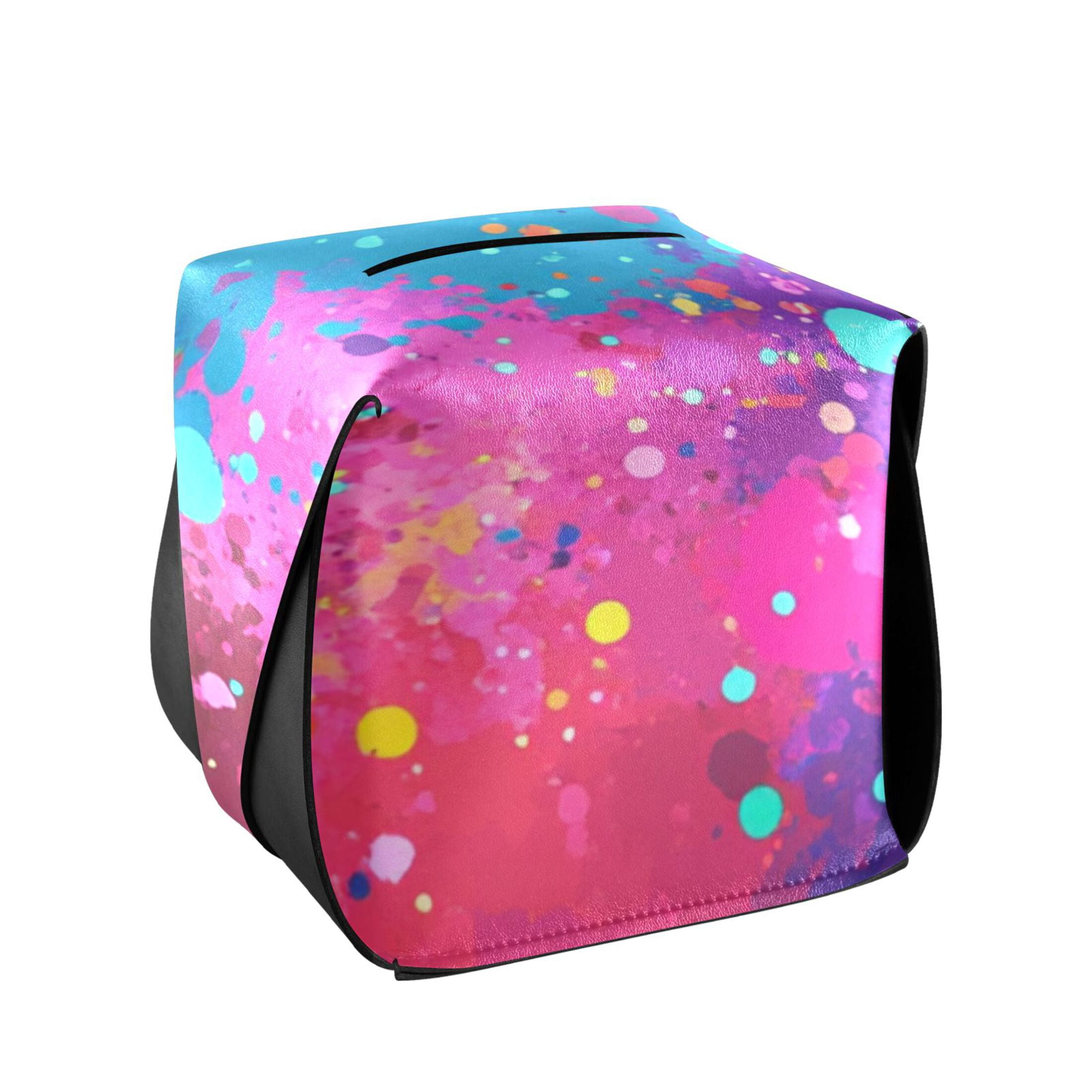 Color Explosion Splash Tissue Box Cover Leather Square Rectangle Tissue ...