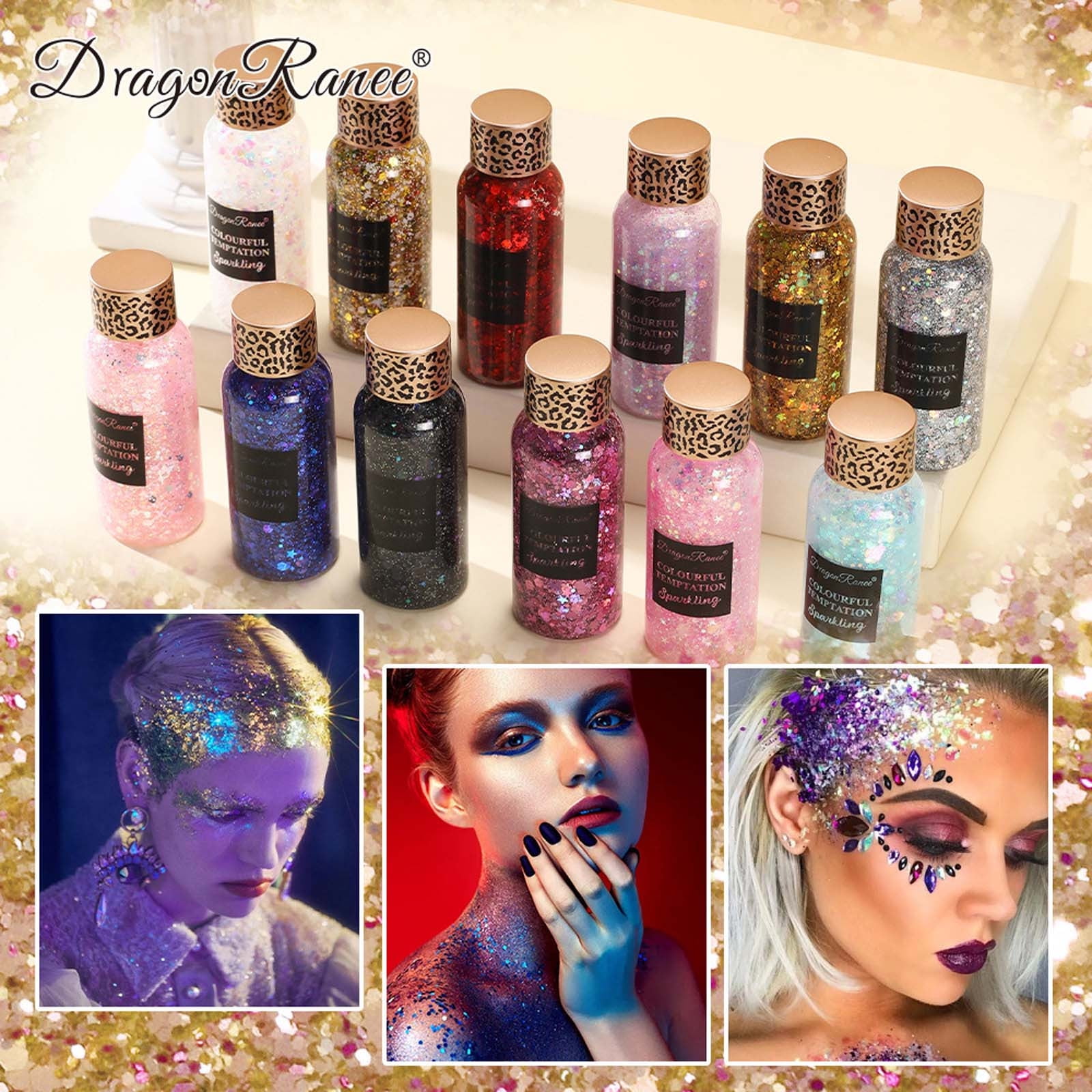 Color Eye Sequin Cream Highlight Gel for Face & Body | Glitter Makeup for Parties, Stage ...