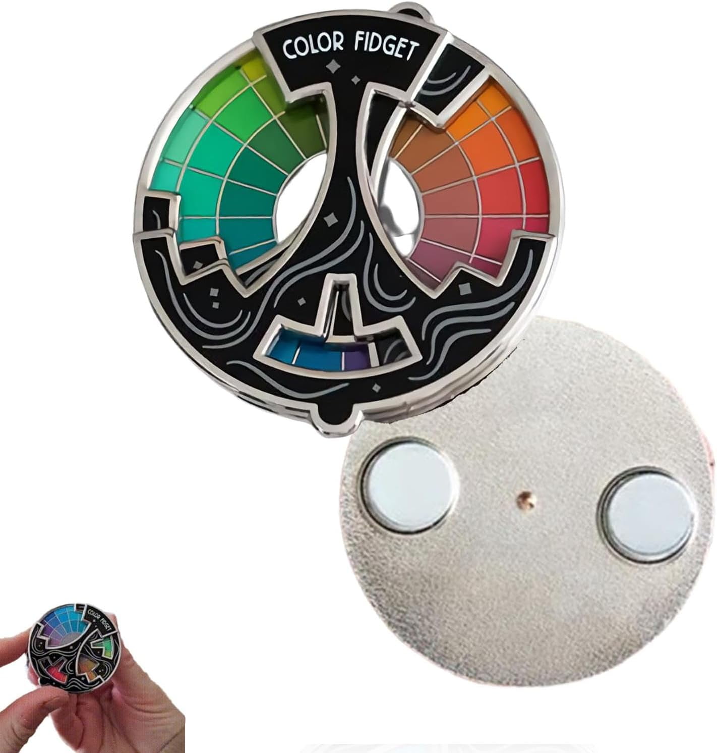 Color Fidget Enamel Pin, Fidget Wheel for Artists, Interactive Spinner ...