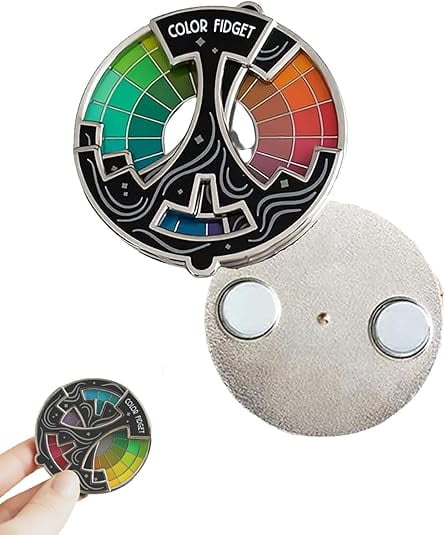 Color Fidget Enamel Pin, Spinning Color Fidget Wheel Brooch Anxiety ...