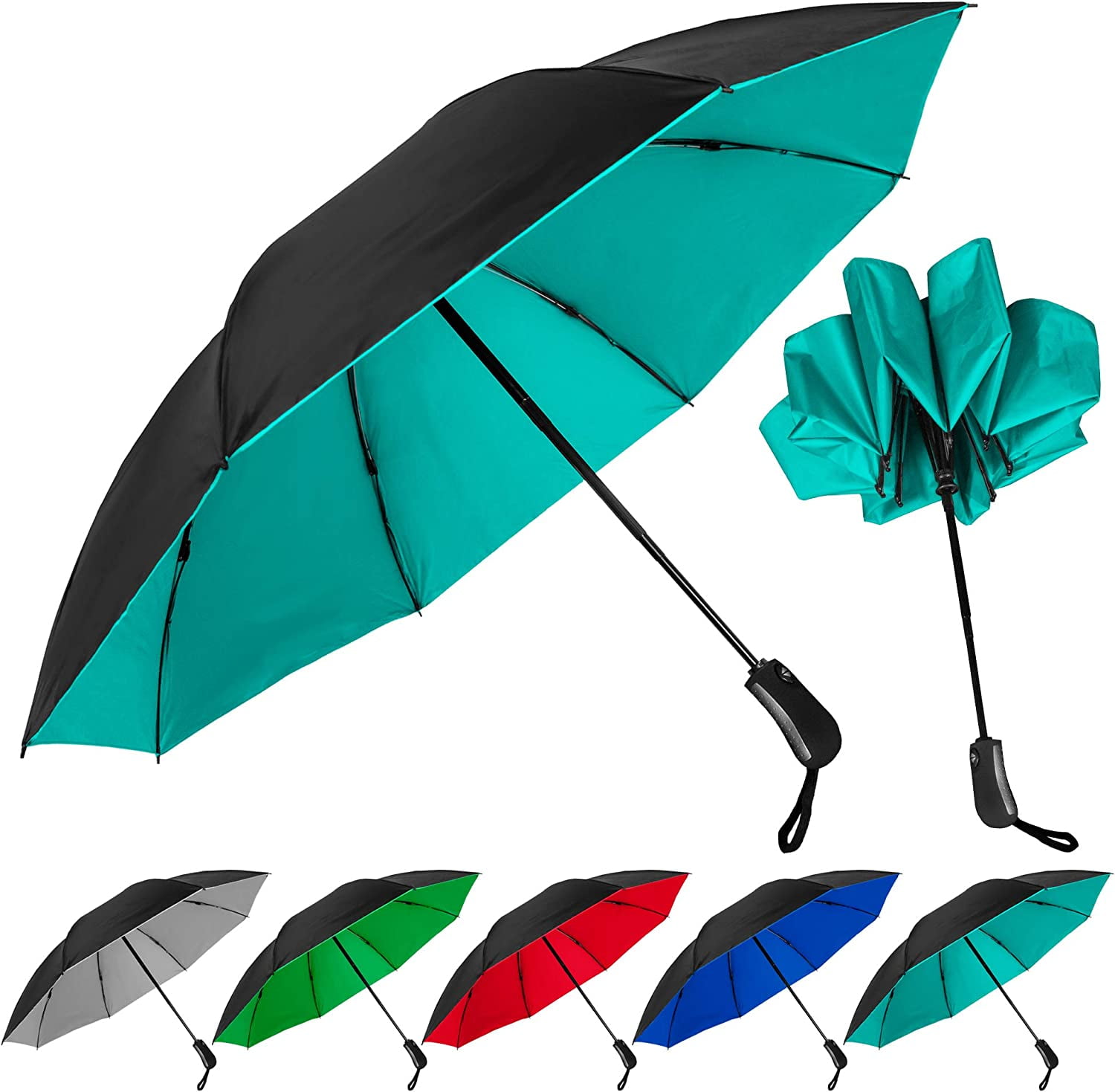 The Color Flip 46" Windproof Compact Inverted Umbrella Automatic Open ...