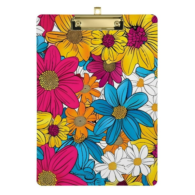 Color Floral Flowers Acrylic Clipboards 12 x 9 Inch A4 Size with Low ...