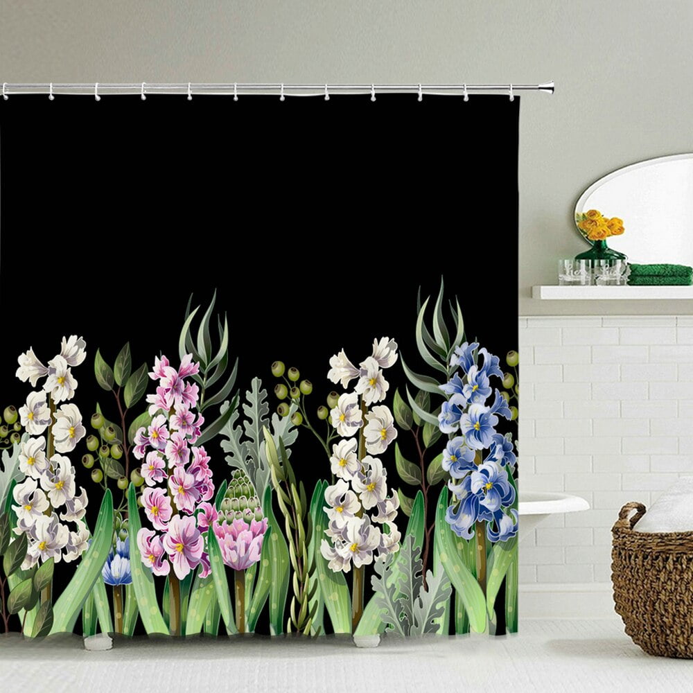 Color Flowers Plants Shower Curtain Bathroom Waterproof Polyester ...