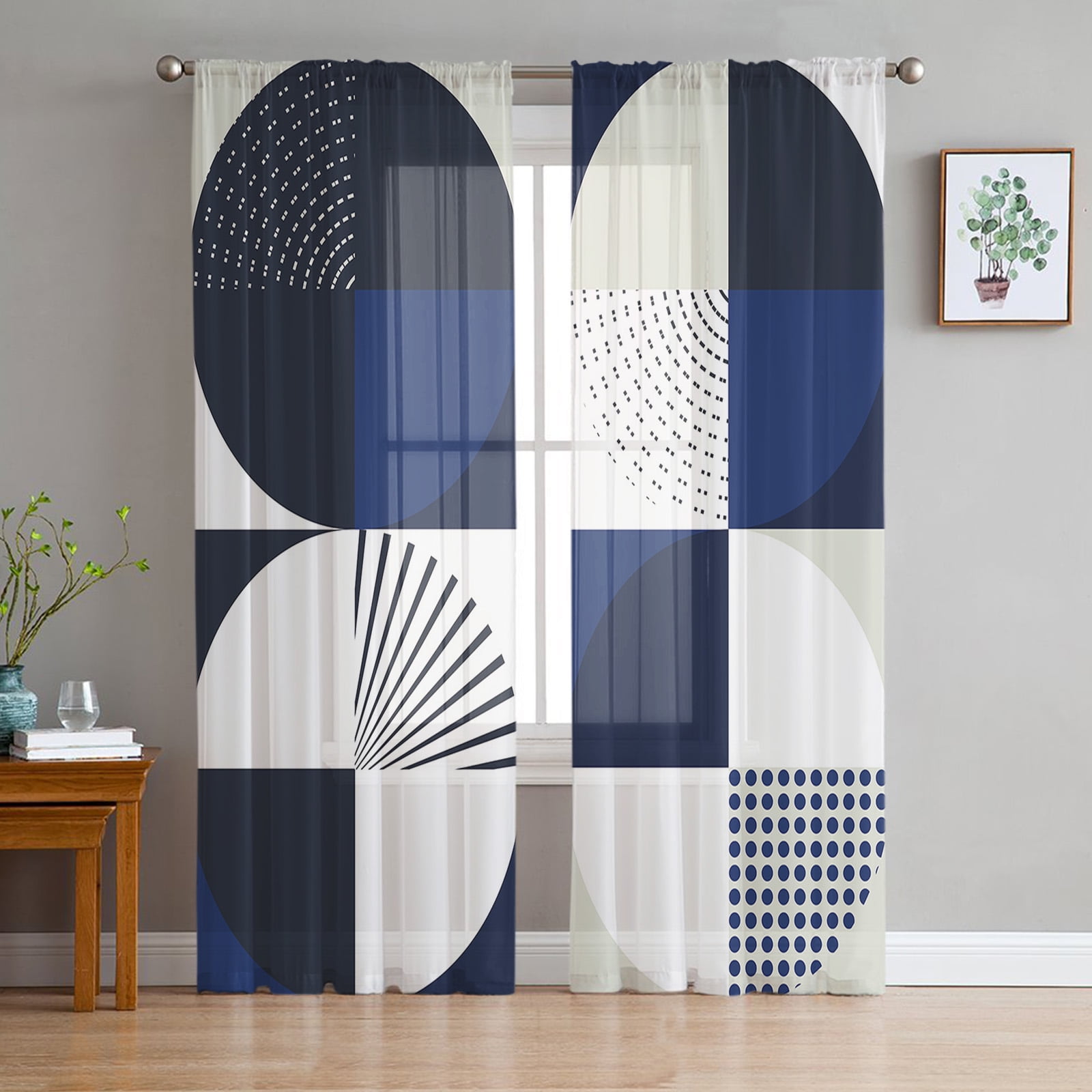 Color Frame rrangement Texture Tulle In Sheer Curtains For Living Room ...