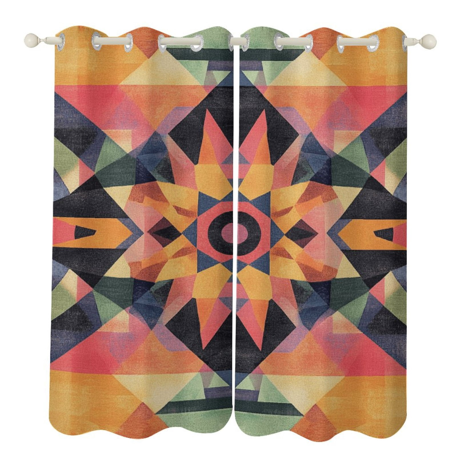 Color Geometry (12) 2 Panels 3D Printing Pattern Curtain for Bedroom ...