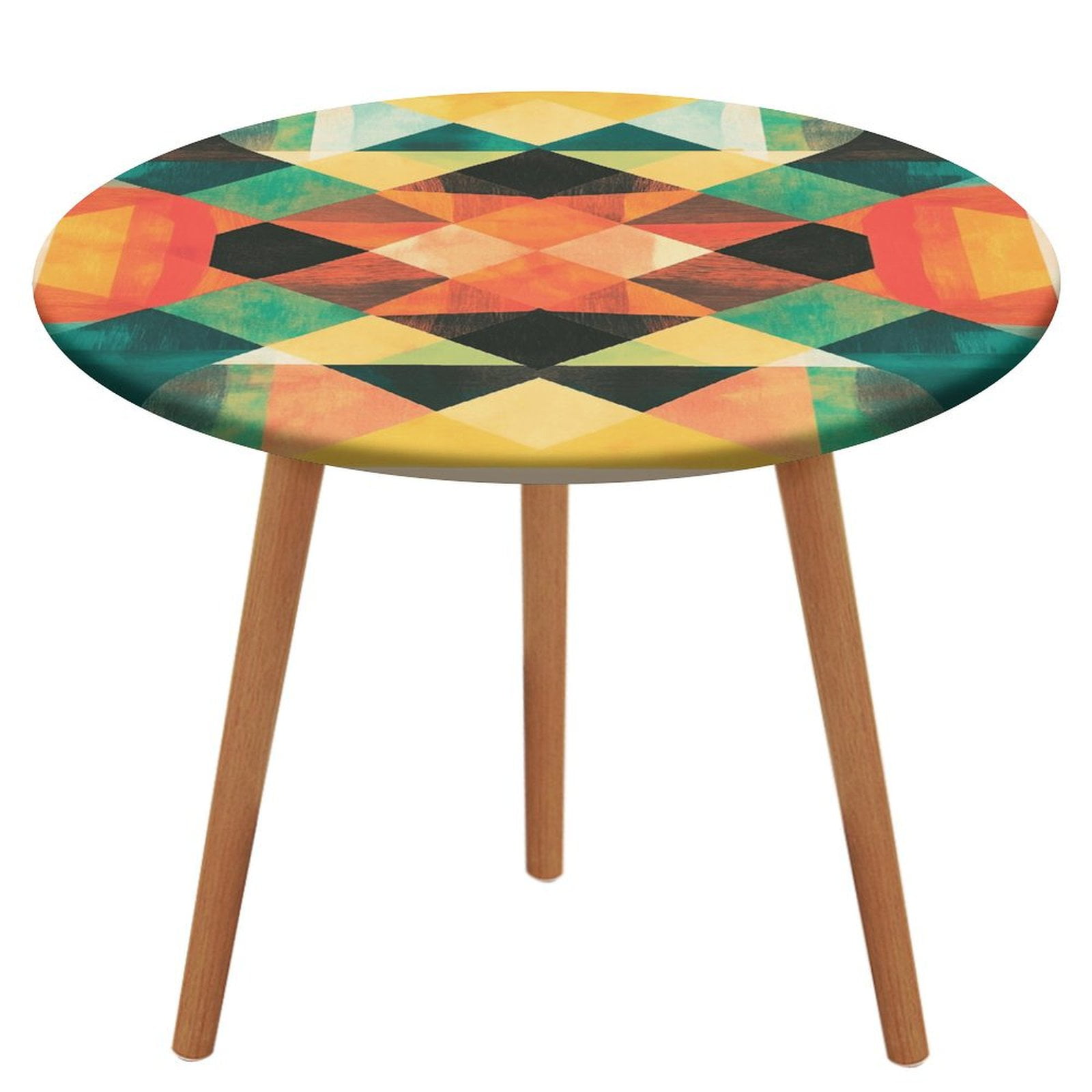 Color Geometry (2) Pattern Round Tablecloth Waterproof Elastic Table ...