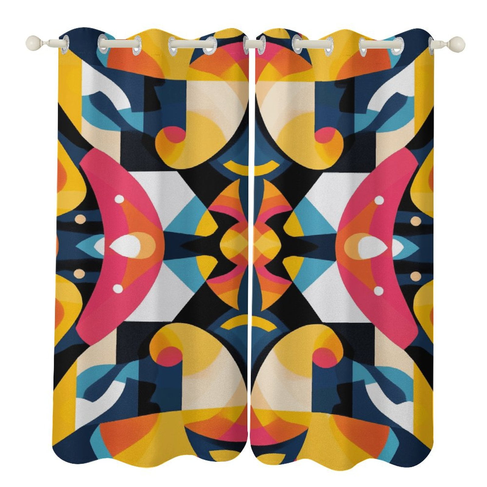 Color Geometry (3) Luxury Window Curtains Blinds for Living Room Kids Bedroom Bathroom Kicthen ...