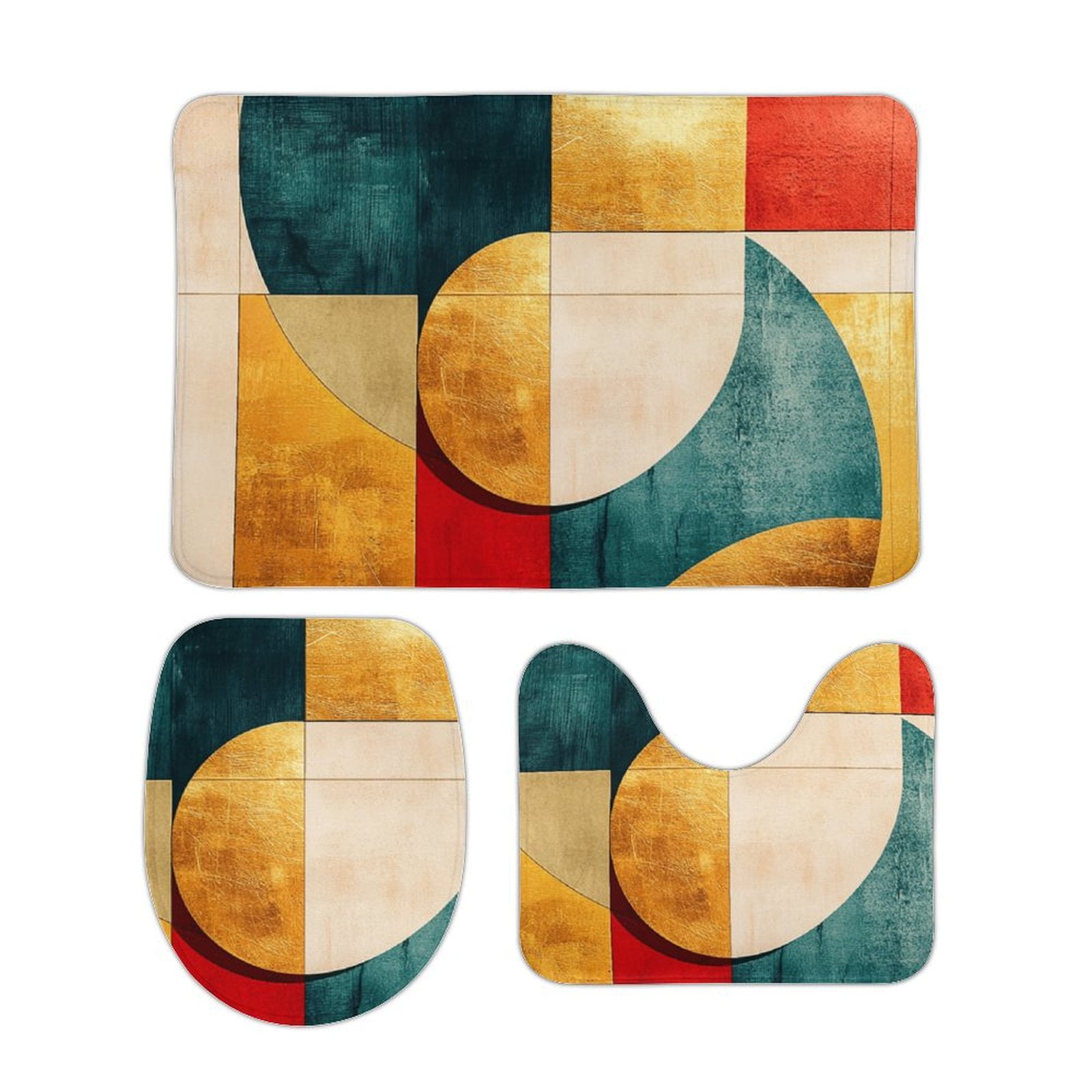 Color Geometry (46) Bathroom Rugs Set 3 Piece with Non-Slip Bath Rugs ...