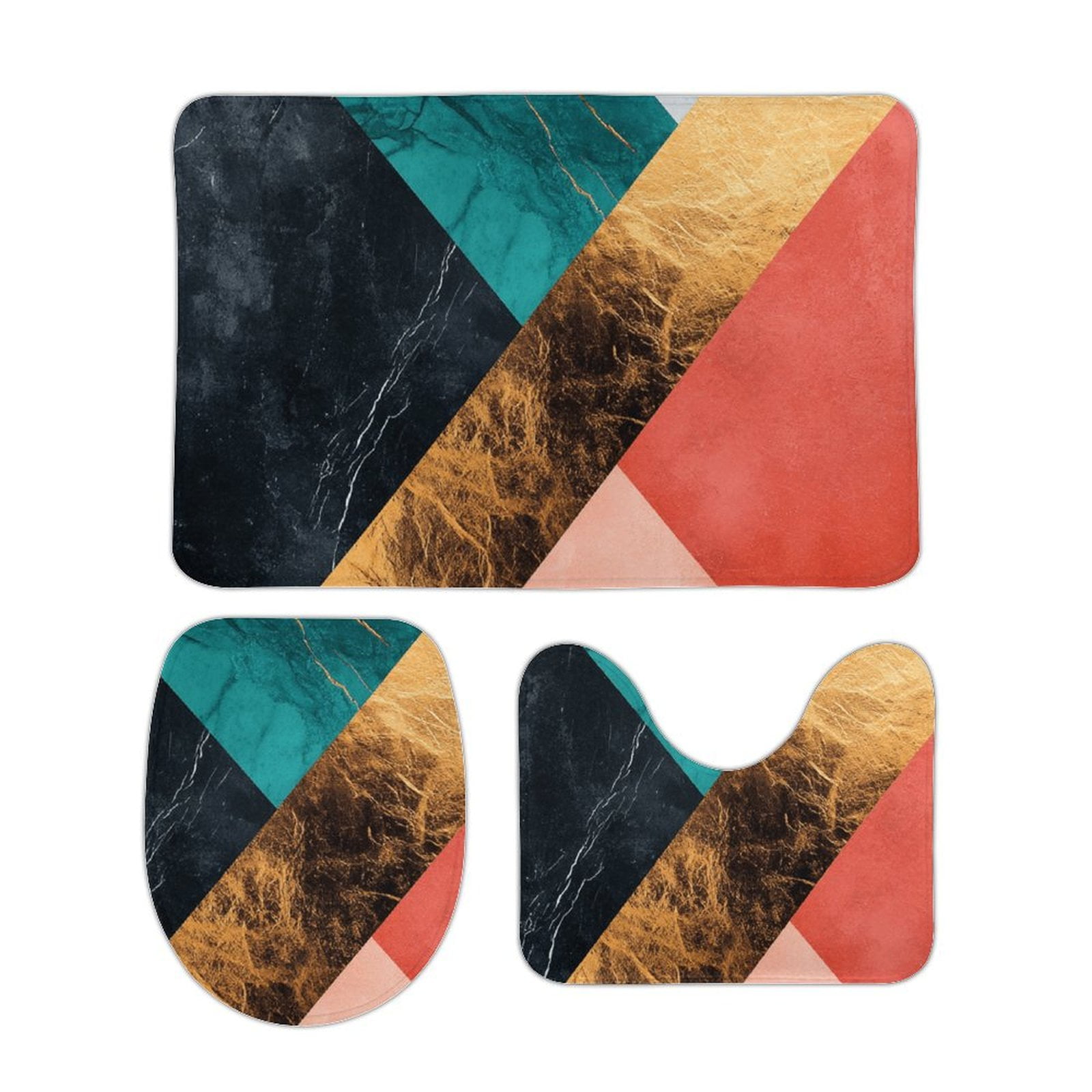 Color Geometry (63) Bathroom Rugs Set 3 Piece with Non-Slip Bath Rugs ...