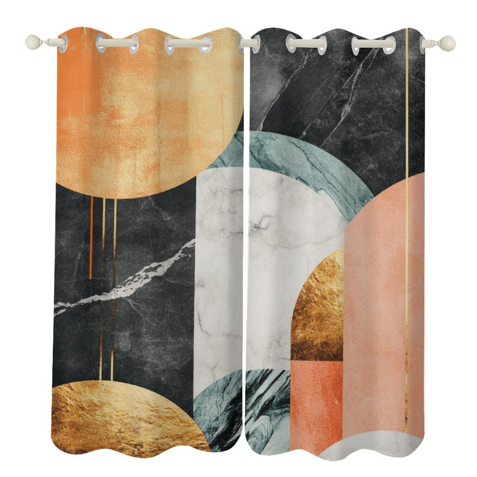 Color Geometry (67) 2 Panels Curtains for Bedroom Living Room Drapes ...