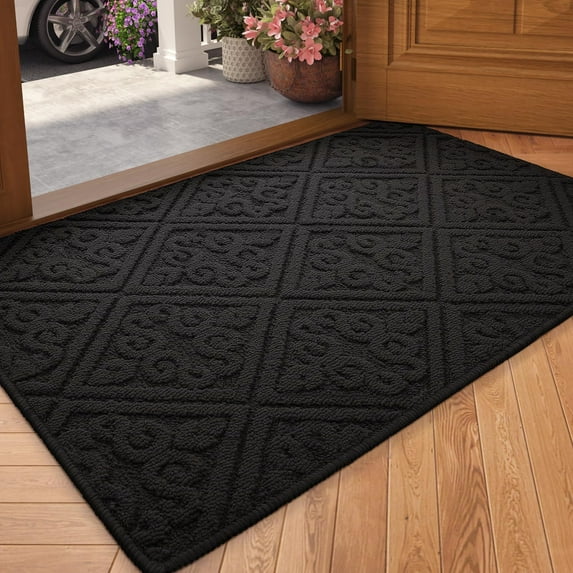 Color&Geometry Door Mat Indoor Entrance Grey 17x30, Non Slip Absorbent ...