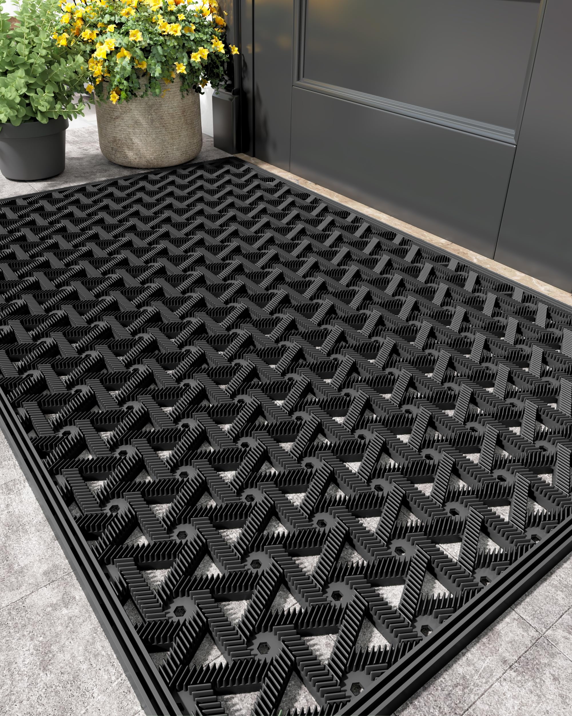 Color&Geometry Outdoor Welcome Mat for Front Back Door Patio Waterproof Rubber Outside Entrance ...