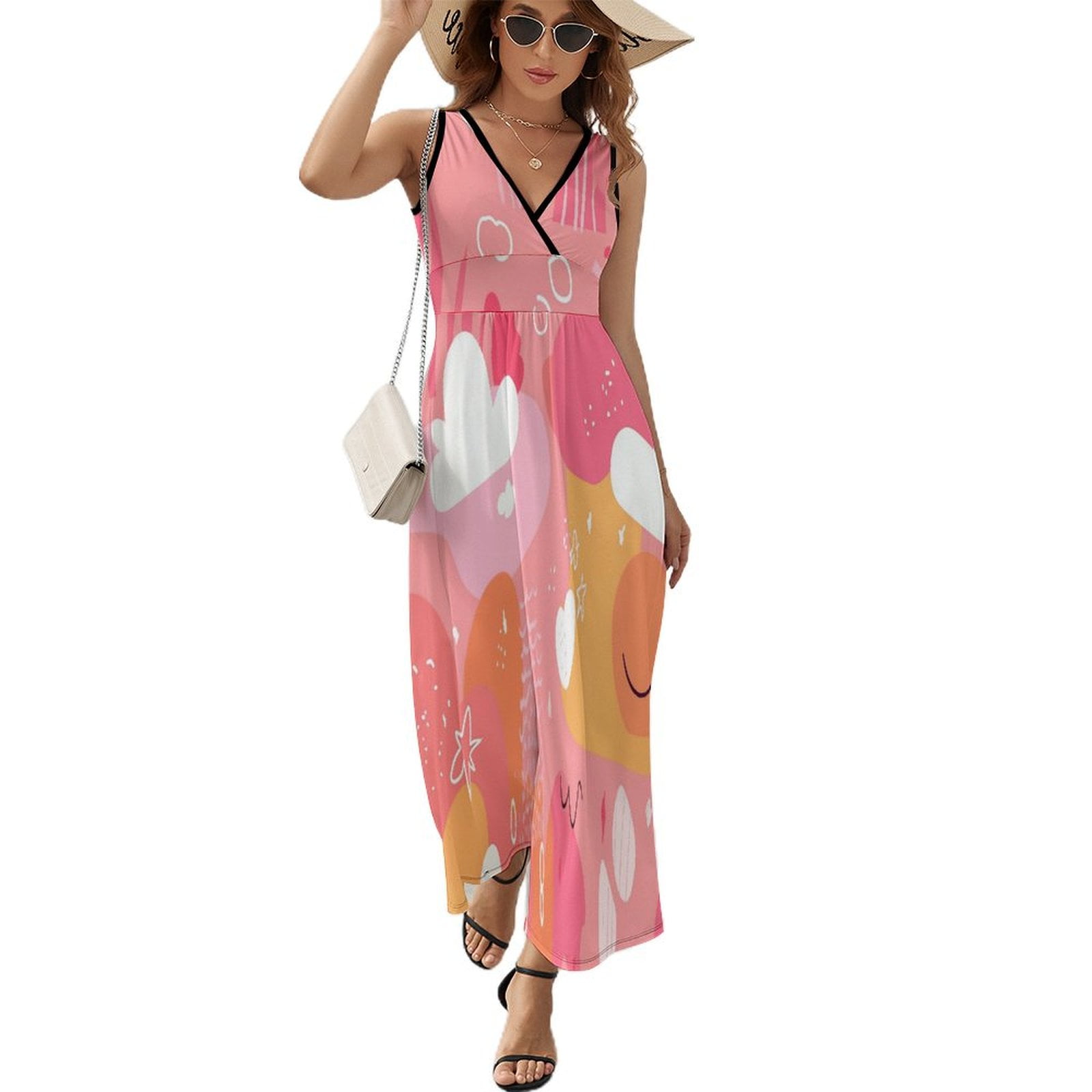 Color Geometry Pattern Design Sleeveless Dress Summer Clothes for Women ...