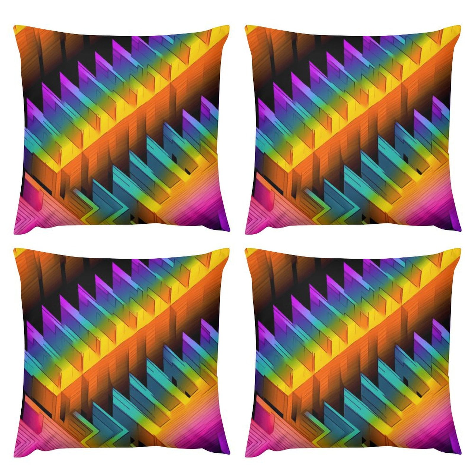 Color Geometry Pillow Covers 24 "x24 " Set of 4，Modern Sofa Throw ...