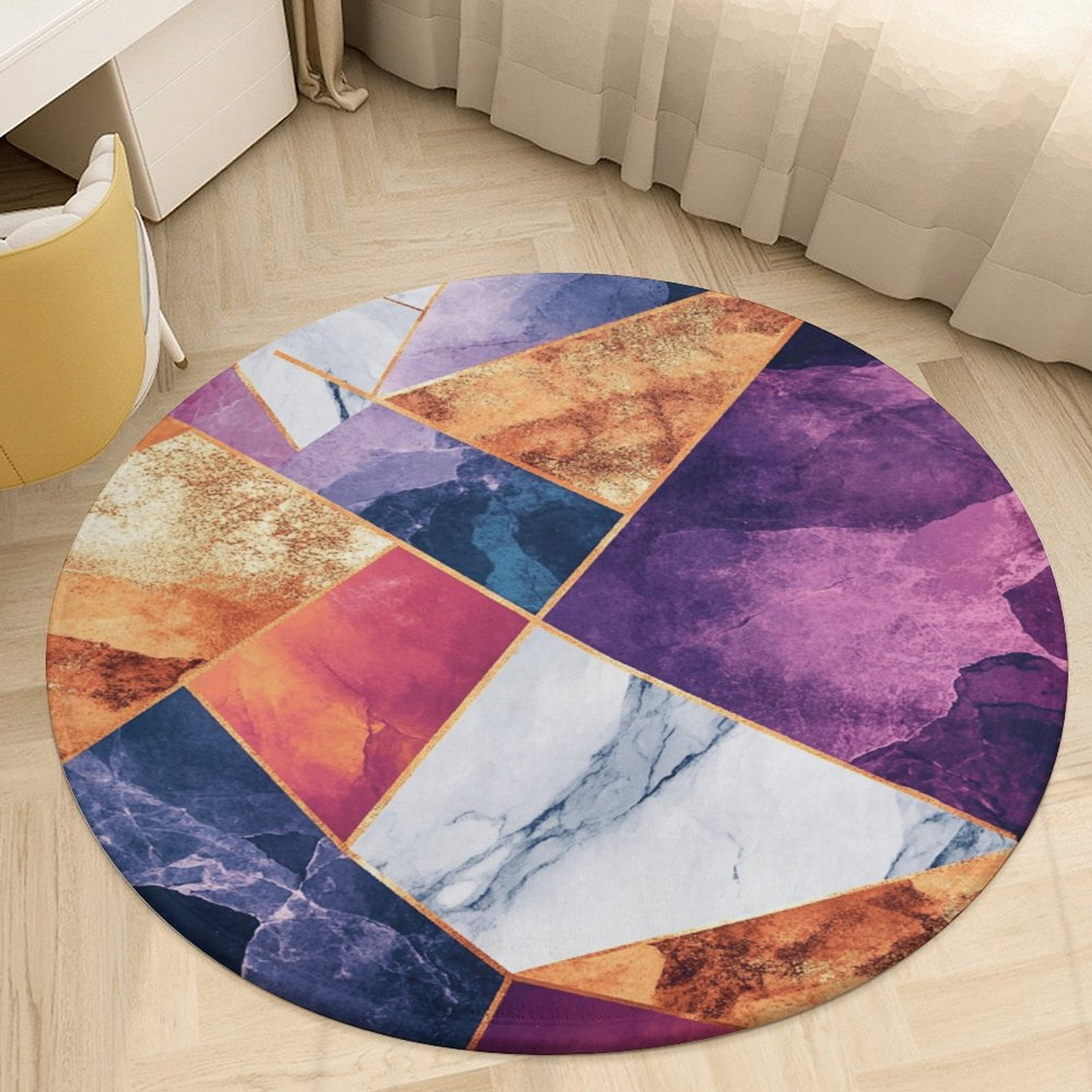 Color Geometry Round Area Rugs for Bedroom Living Room, 6FT Soft Indoor ...