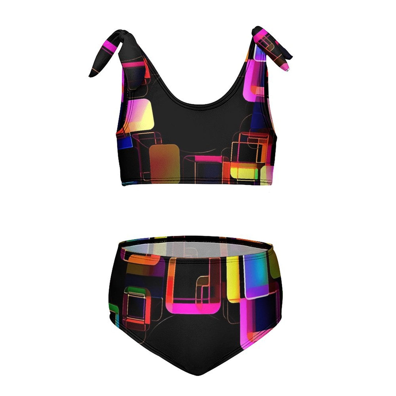 Color Geometry Two Piece Swimsuit Set, Bikini Swimsuit Suitable for ...