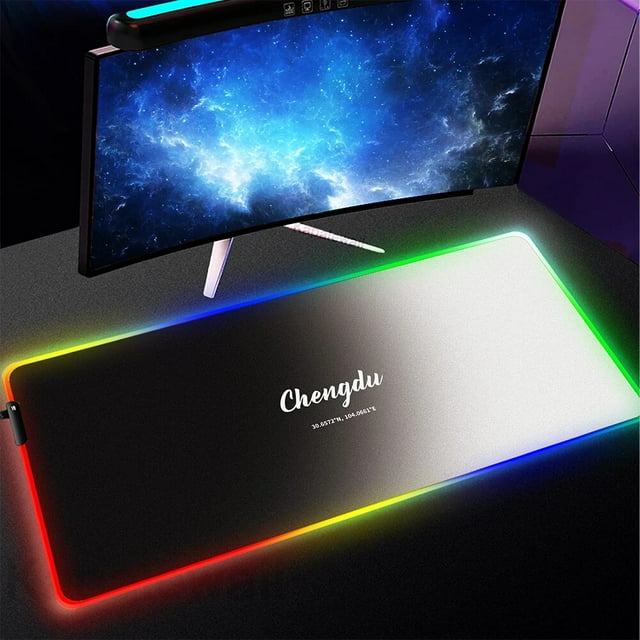Color Gradient Change RGB Mouse Pad Large Gaming Mousepads Luminous ...