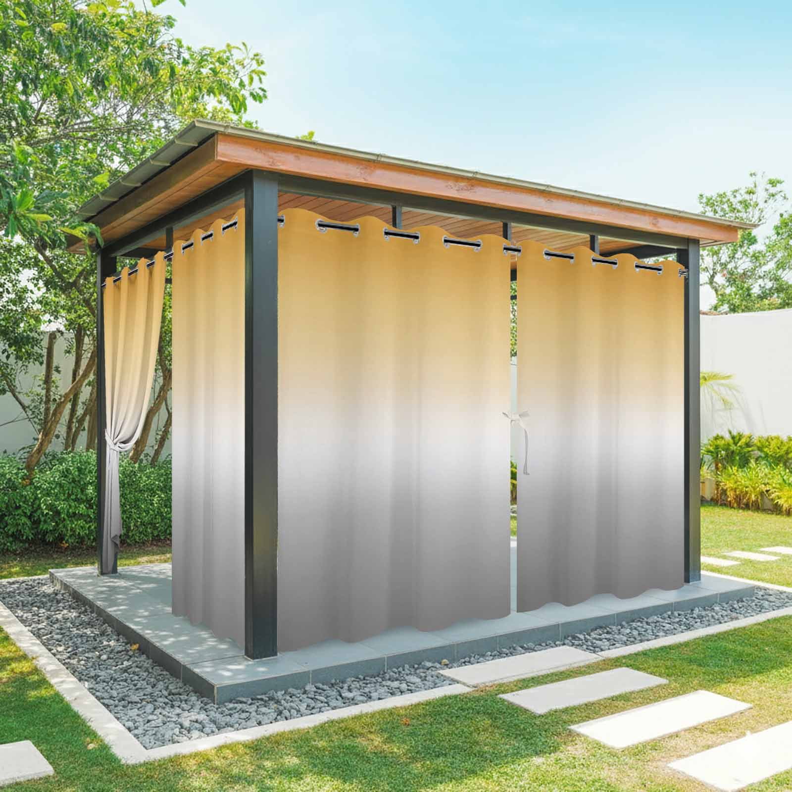 Color Gradient Pattern Outdoor Curtains for Patio Waterproof, Windproof ...