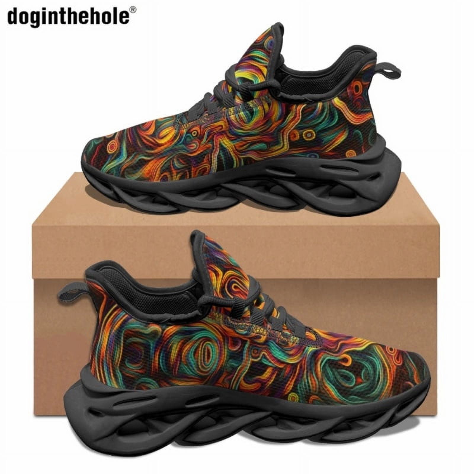 Color Gradient Swirl Design Pattern Casual Shoes Ladies Popular Flat ...