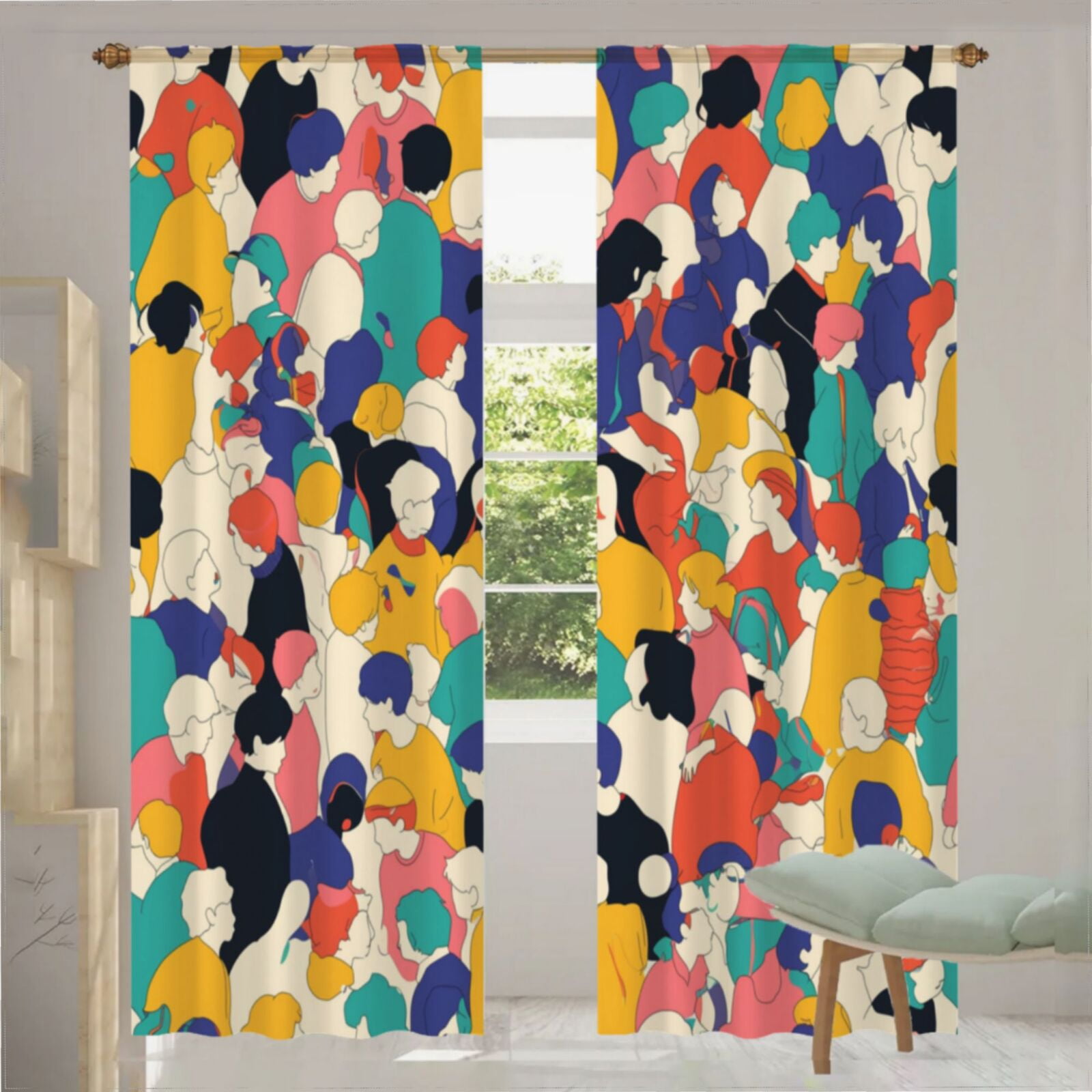 Color Graffiti (41) Curtains for Living Room Bedroom Decor Transparent ...