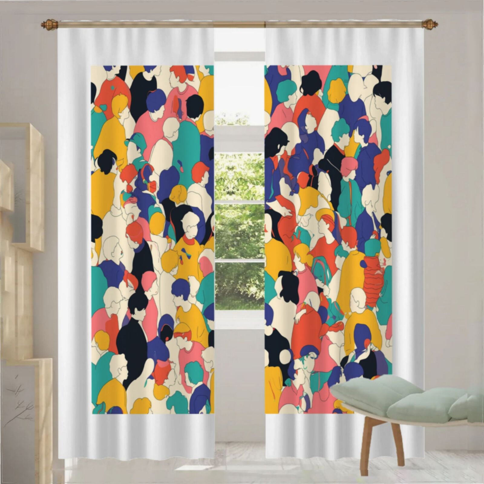 Color Graffiti (41) Curtains for Living Room Bedroom Decor Transparent ...