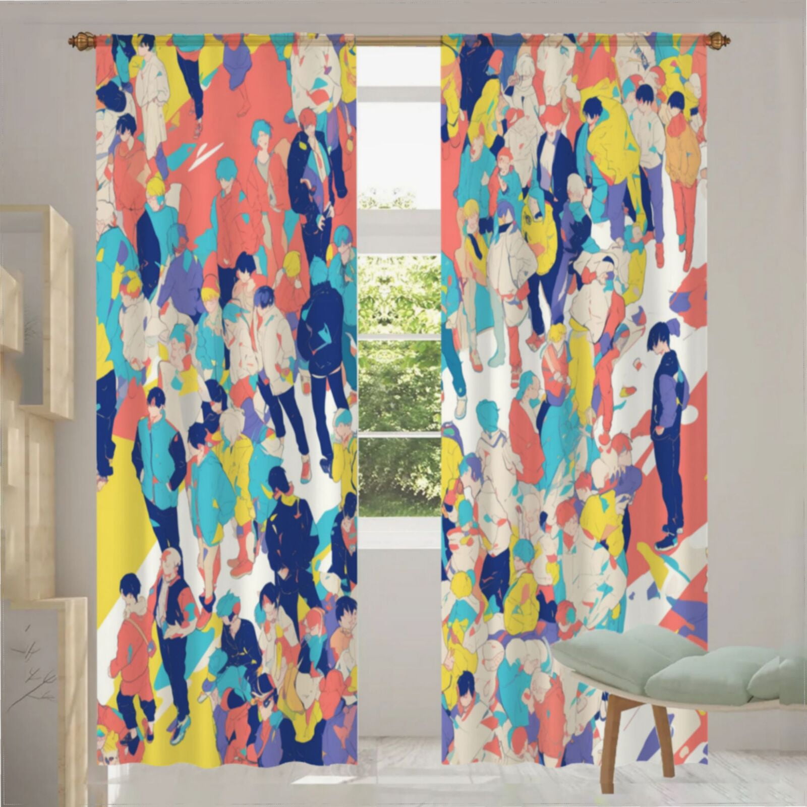 Color Graffiti (42) Window Tulle Curtains for Living Room Kitchen ...