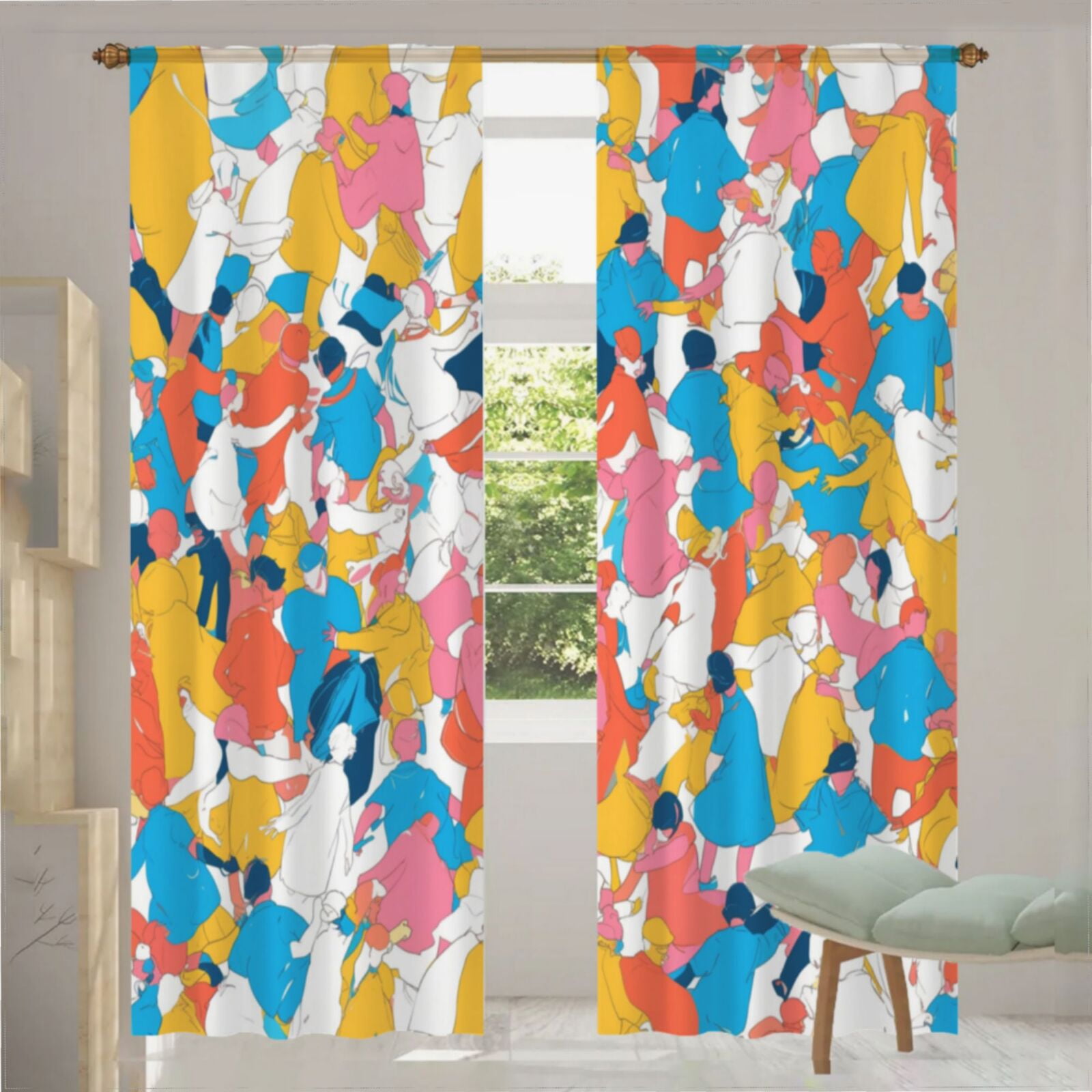 Color Graffiti (46) Curtains for Living Room Bedroom Decor Transparent ...