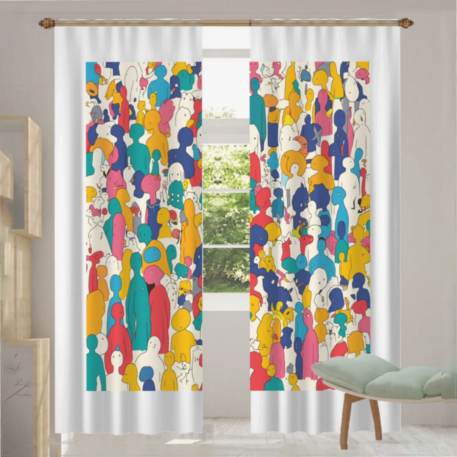 Color Graffiti (8) Curtains for Living Room Bedroom Decor Transparent ...