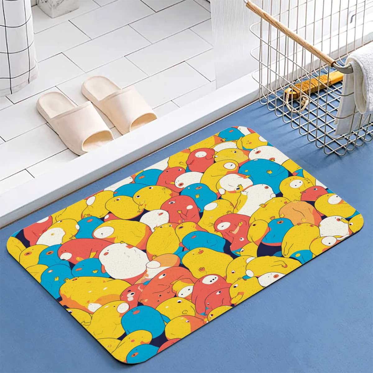 Color Graffiti Diatomite Bath Mats Bathroom Absorbent Anti Slip Floor ...