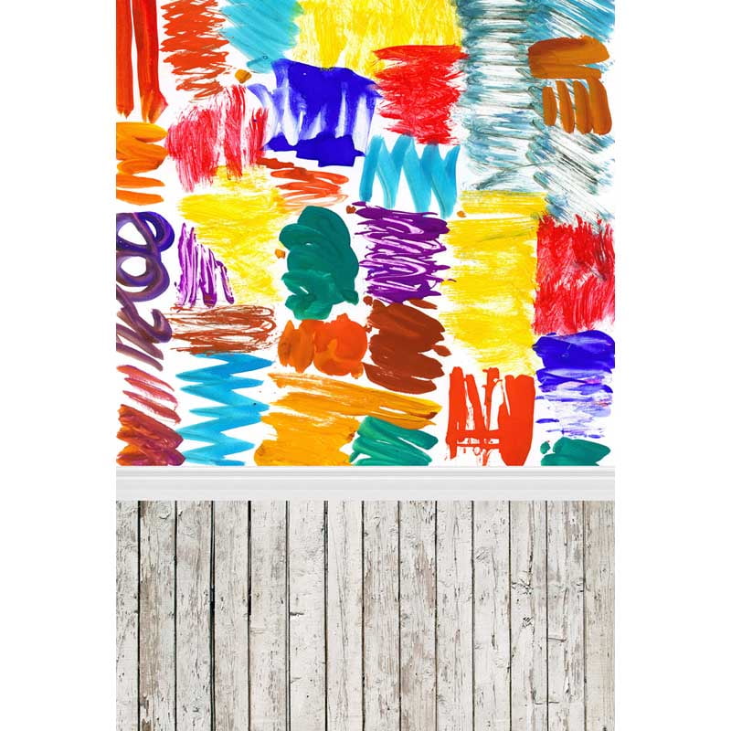 Color Graffiti Photography Backdrops White Wooden Floor Backgrounds for ...