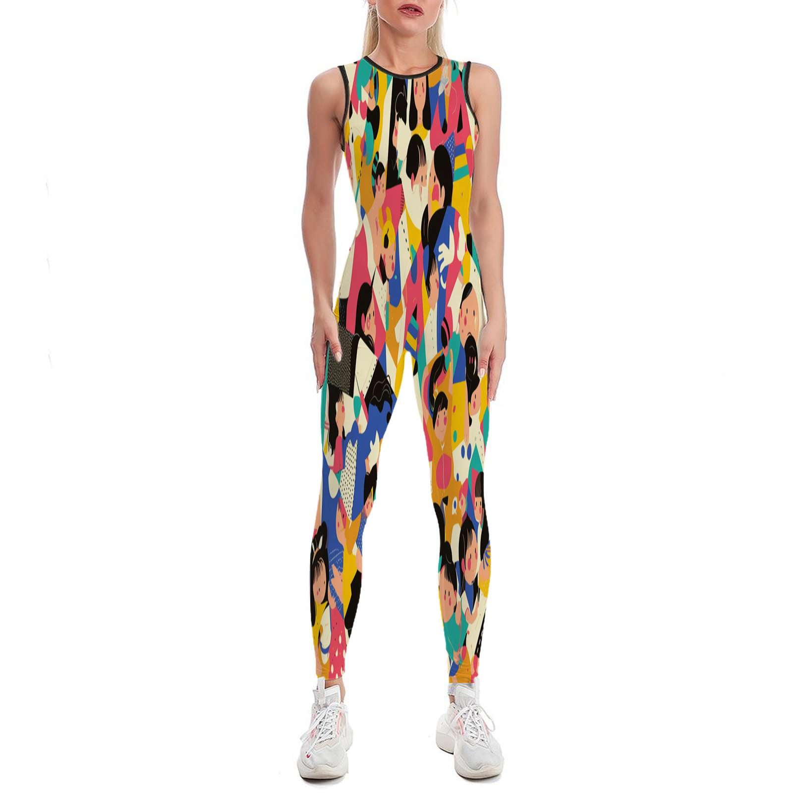 Color Graffiti Women's One Piece Yoga Jumpsuits Leggings Playsuit Gym ...