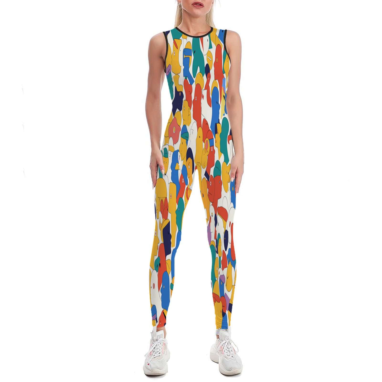 Color Graffiti Women's One Piece Yoga Jumpsuits Leggings Playsuit Gym ...