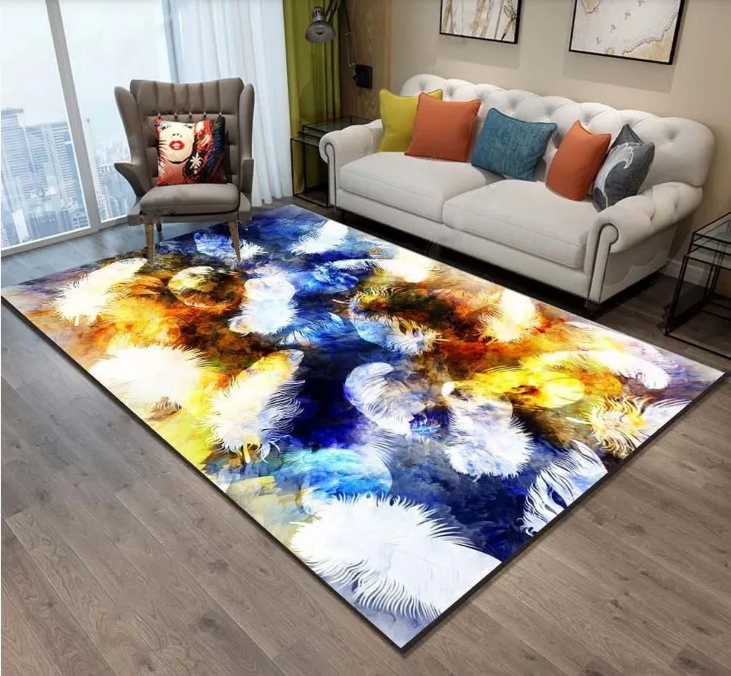 Color Grid 3D Printing Carpet Modern Luxury Home Decor Big Carpets for ...