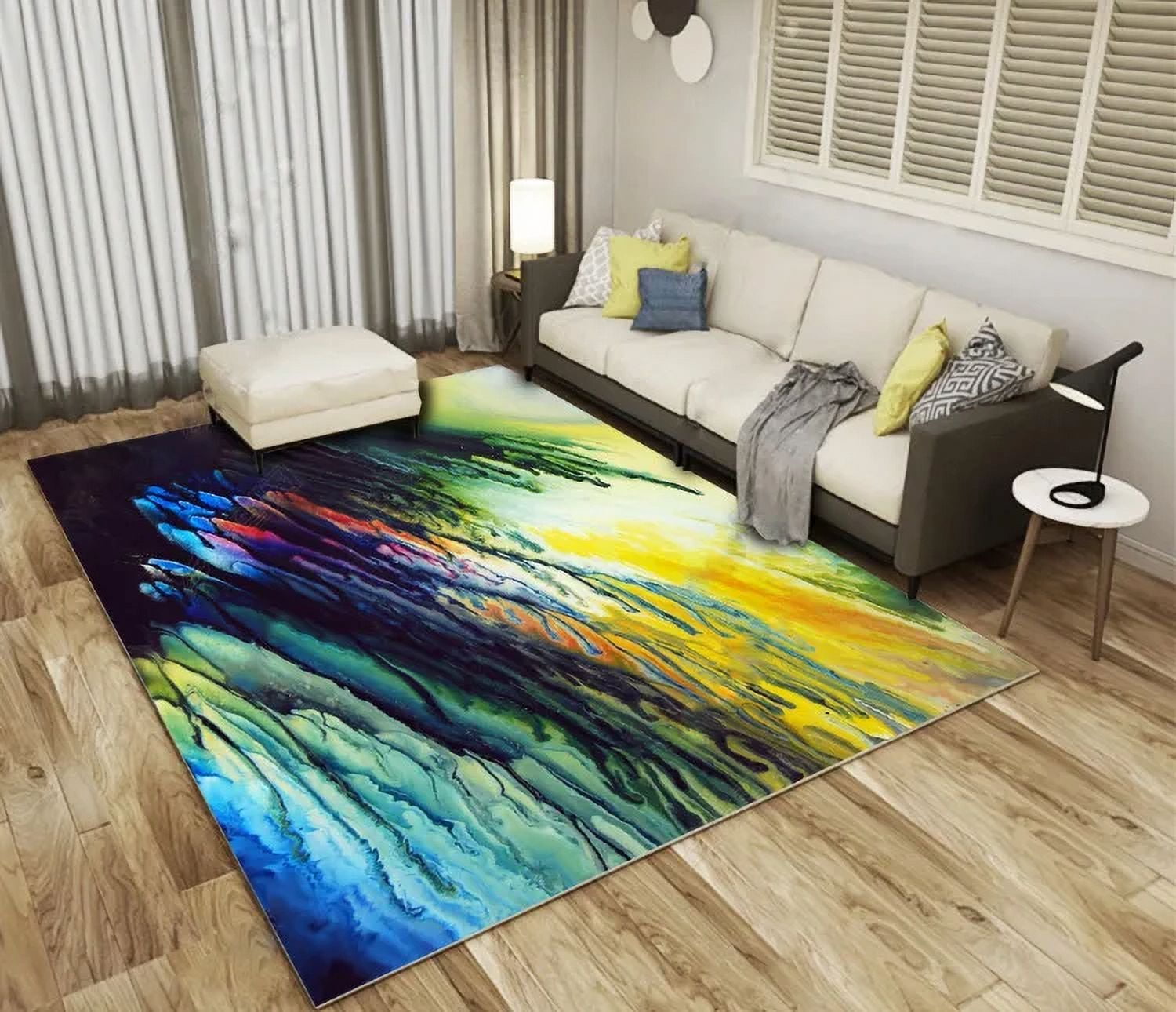 Color Grid 3D Printing Carpet Modern Luxury Home Decor Big Carpets for ...