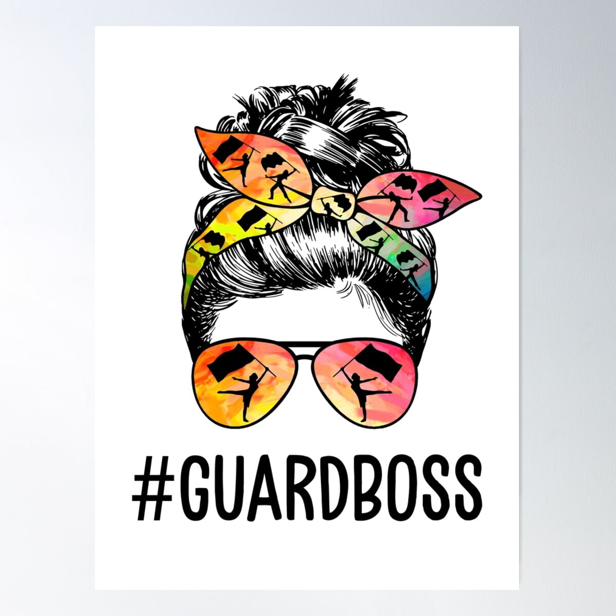 Color Guard Instructor Messy Bun Marching Band School Poster Wall Art ...