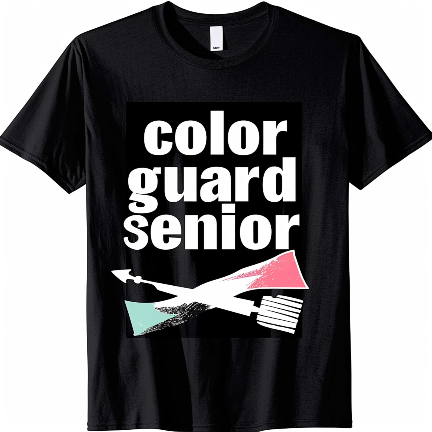 Color Guard Senior TShirt Crossed Flags Design White Letters Black Tee ...