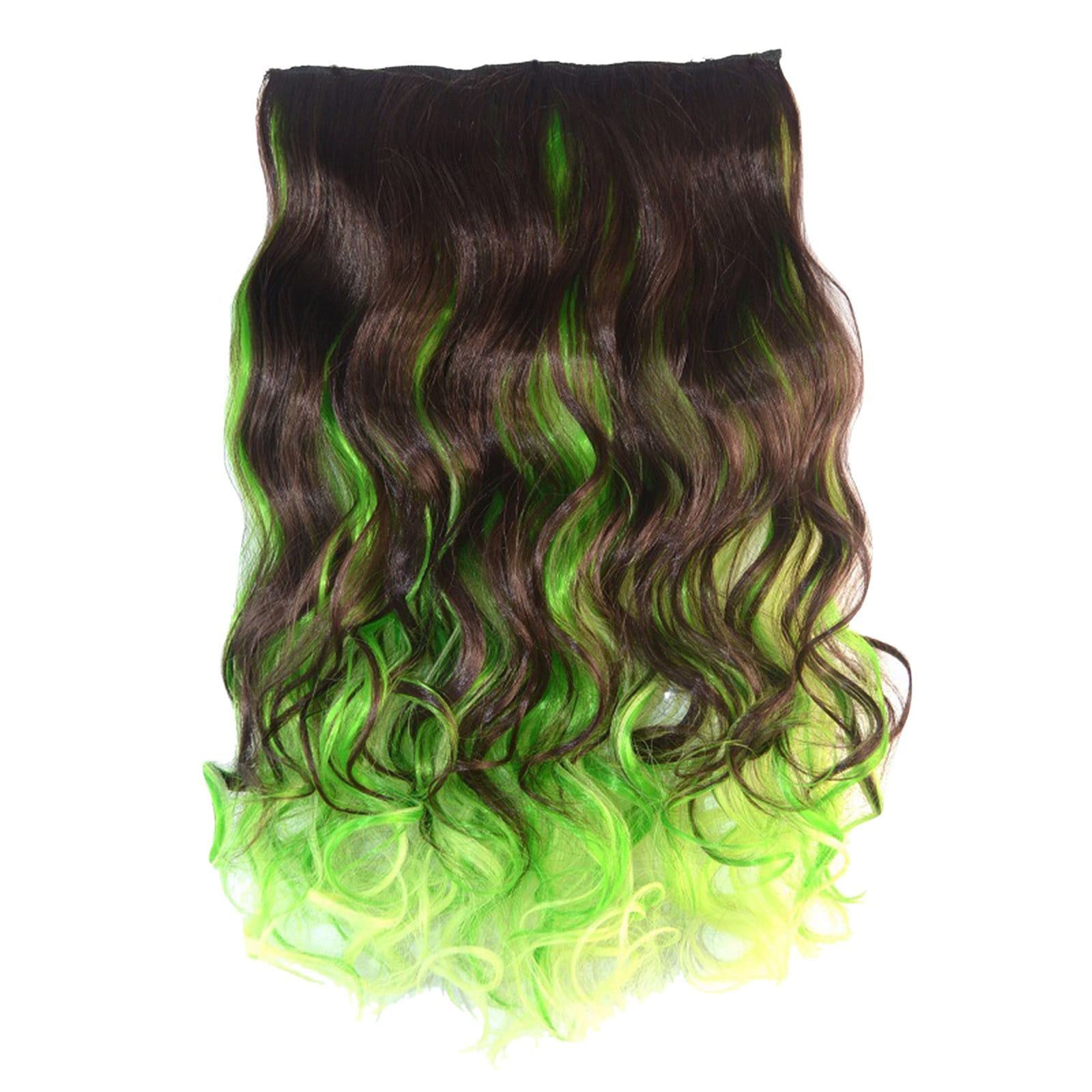 Color Highlights Clip-in Hair Extensions - 5 Clips, Curly Wig Piece, High-Temperature Yarn ...