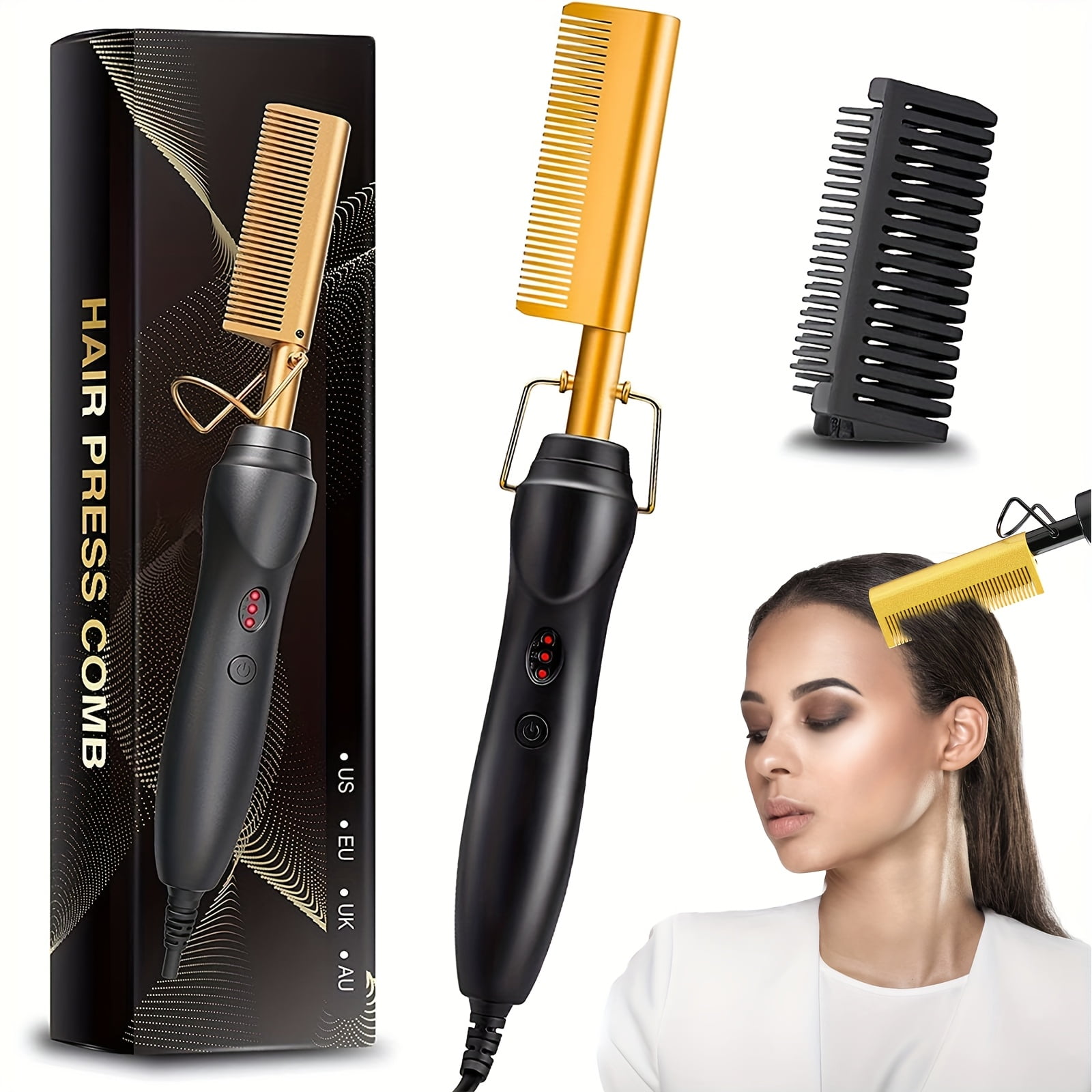 Color Hot Comb Hair Straightener Heat Pressing Combs - Ceramic Electric ...