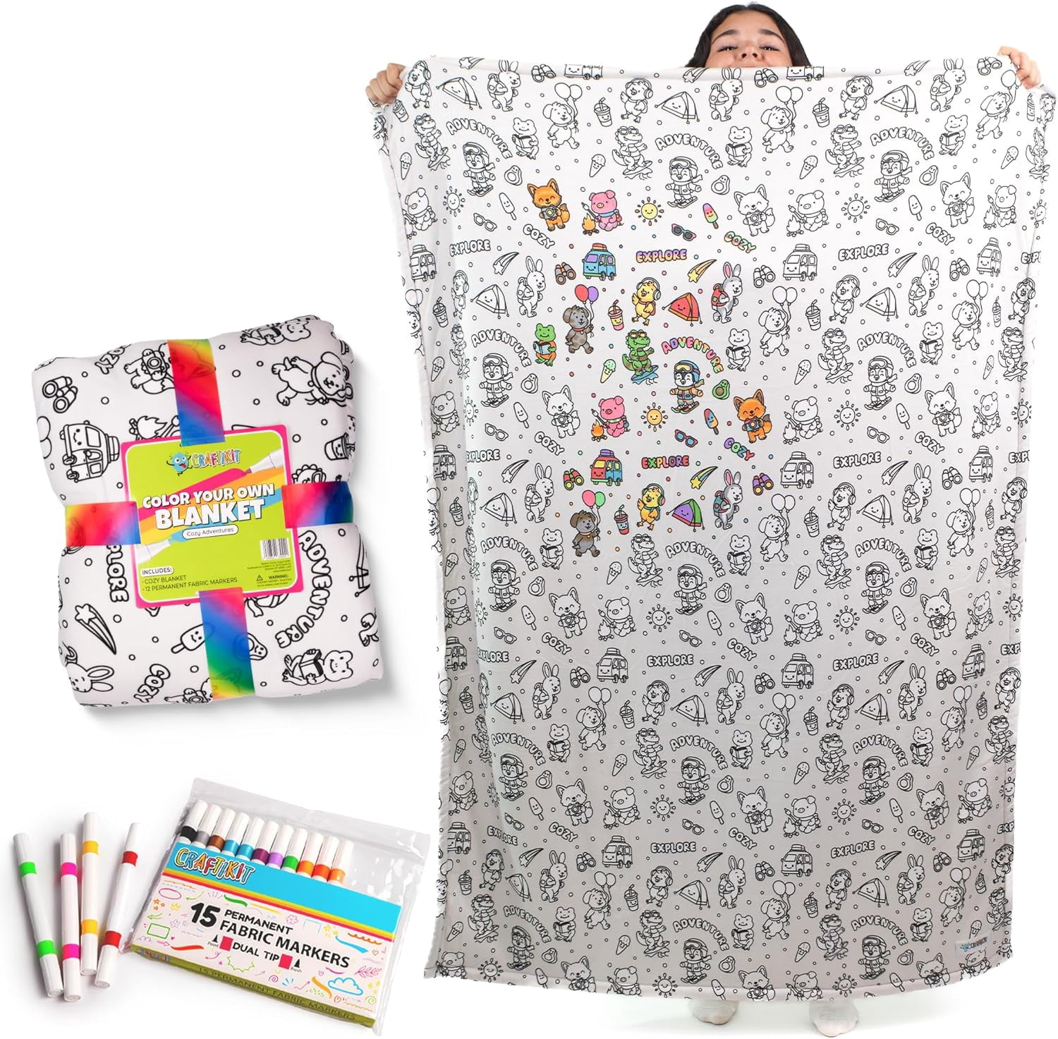 Color-In Blanket for Kids & Adults – Oversized Wearable Blanket Craft ...