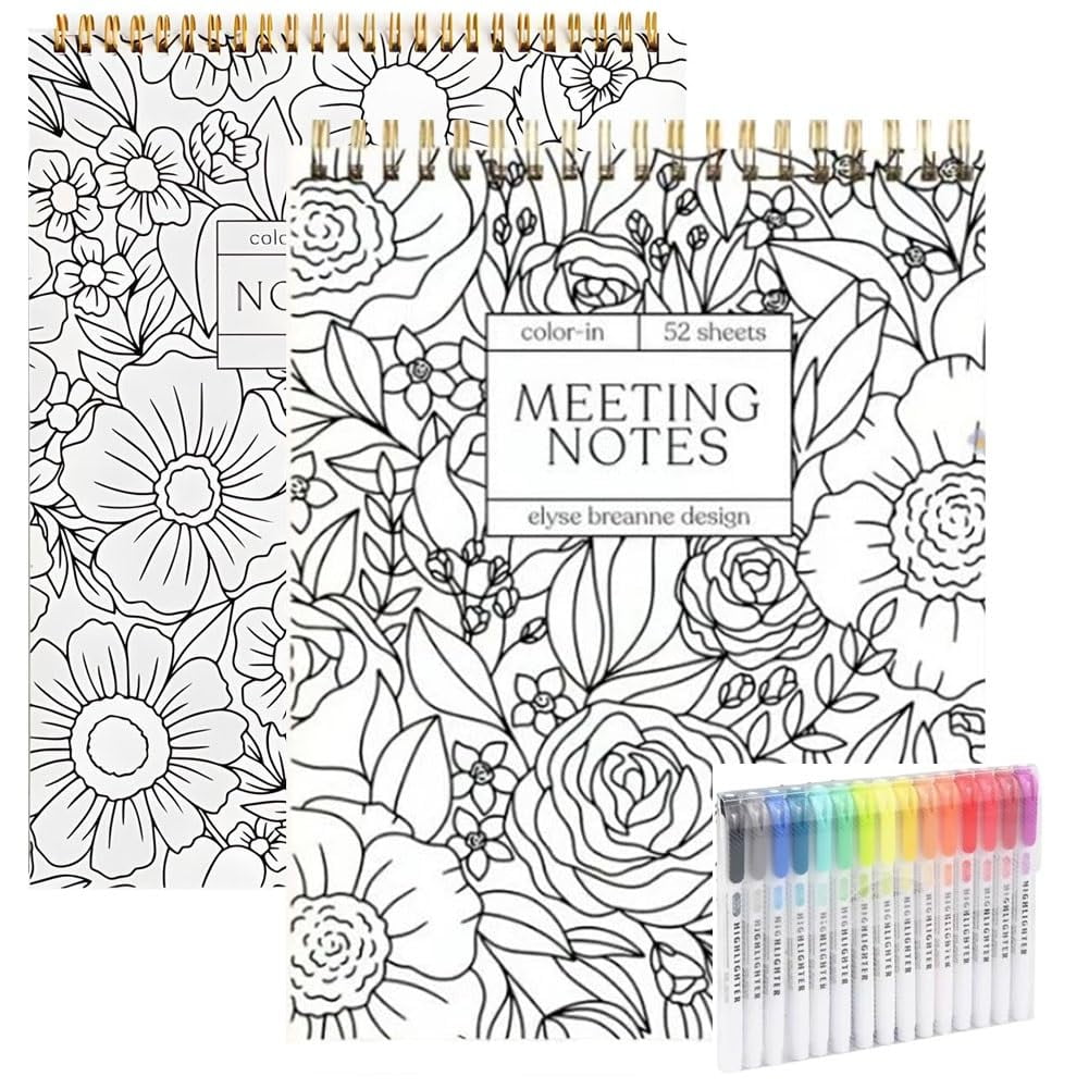 Color-In Spiral Notebook & Daily Planner, 8.5x11" Ndated Notepad Day ...