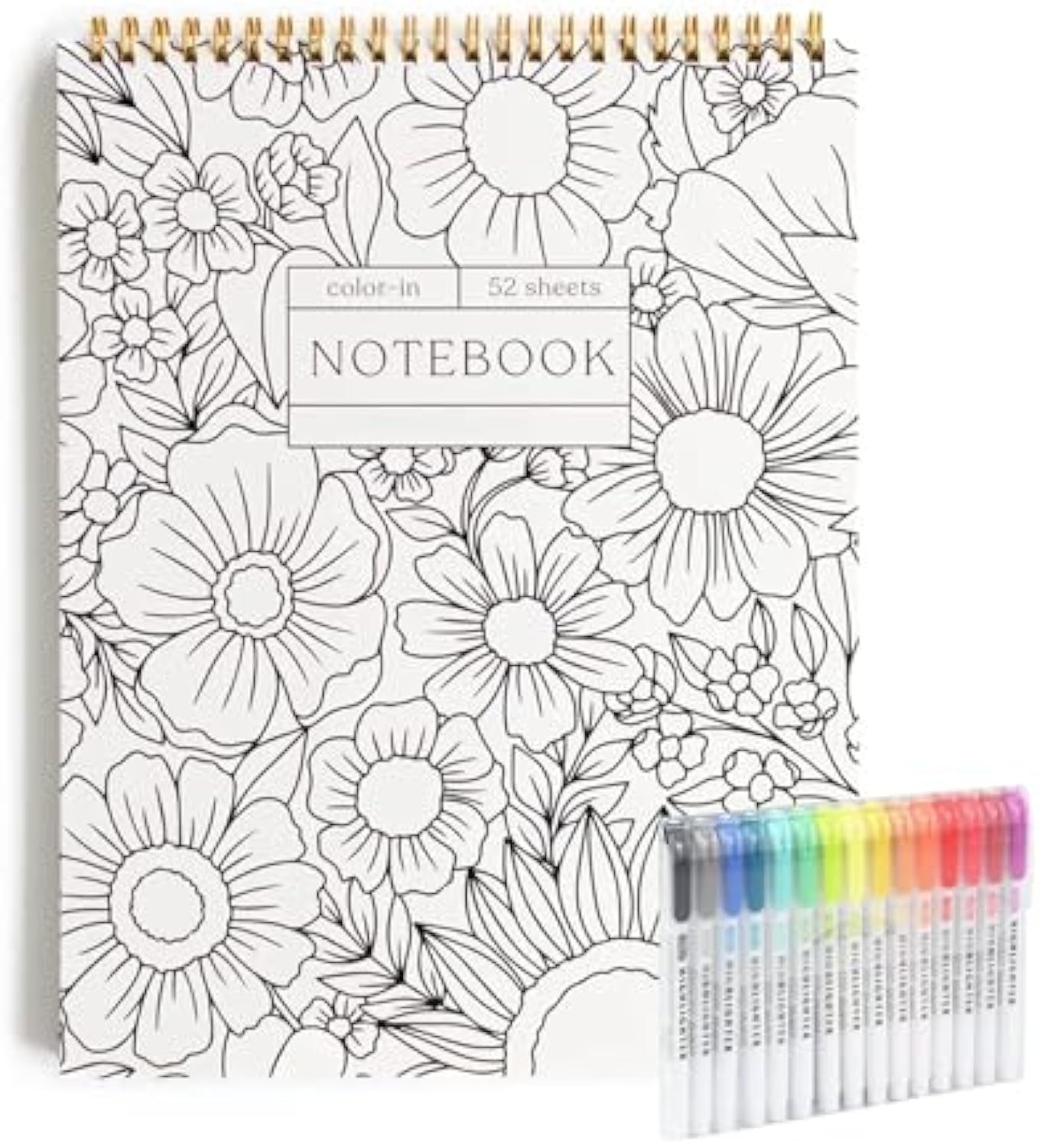 Color-In Spiral Notebook & Daily Planner, 8.5x11" Ndated Notepad Day ...