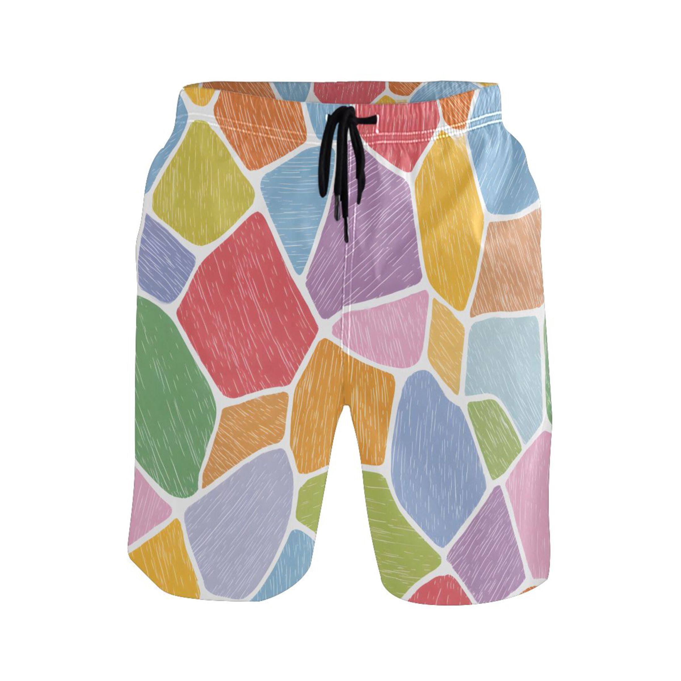 Color Irregular Shape Pattern Mens Swim Trunks Quick Dry Board Shorts ...